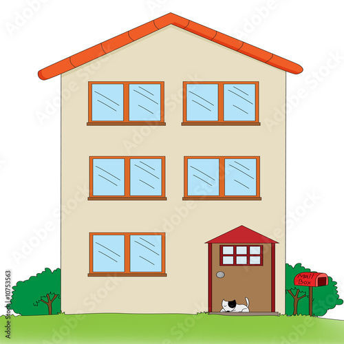 "tall house illustration on a white background" Stock photo and royalty ...