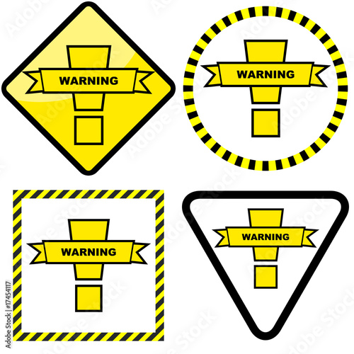 "Warning vector label. Vector template." Stock image and royalty-free ...