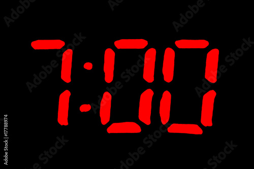 "Seven o clock in digital format on black" Stock photo and royalty-free ...