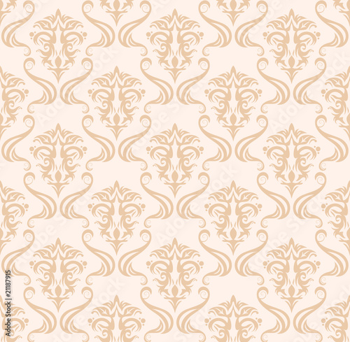 "Seamless damask pattern of cream color in the vector" Stock image and ...