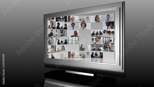 "Television screen showing a collage of business footage" Stockmaterial ...