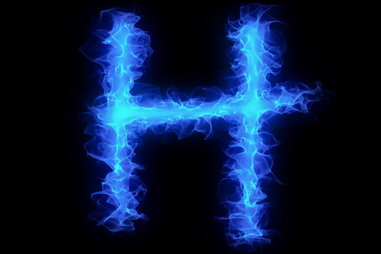 Letter H In Blue Fire