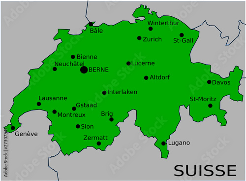 "Carte des Villes Principales de Suisse" fichier vectoriel libre de ...