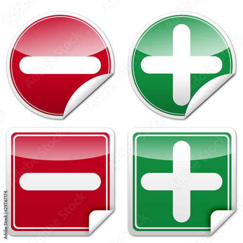 "Set pegatinas positivo negativo con reborde" Stock photo and royalty ...