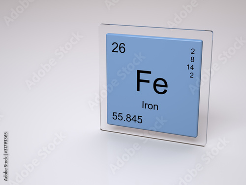 "Iron - symbol Fe - chemical element of the periodic table" Stock photo ...