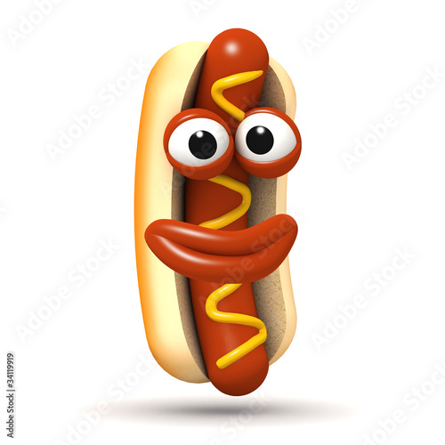 "3d Hot dog smiles in contentment" Stock photo and royalty-free images ...