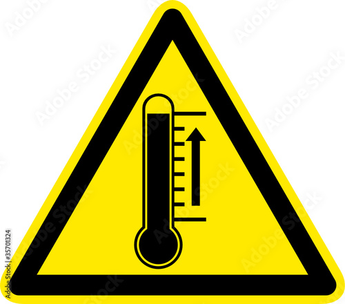 "Warnschild Warnzeichen Hohe Temperaturen Hitze" Stockfotos und ...