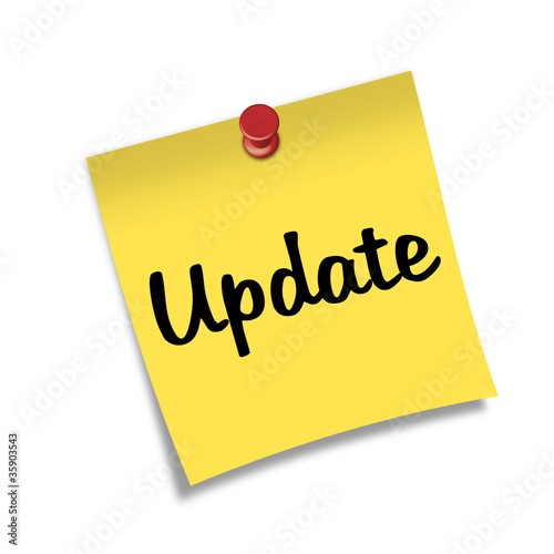 "Post-it con chincheta texto Update" Stock photo and royalty-free ...