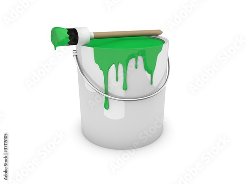 "Farbeimer, Farbtopf mit Pinsel grün" Stockfotos und lizenzfreie Bilder ...