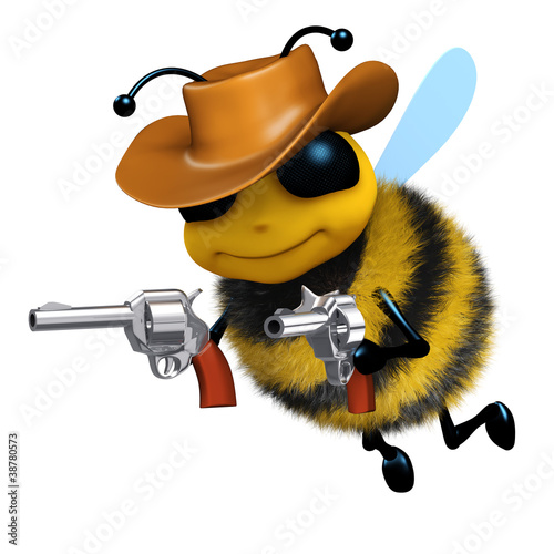 "3d Bee is the sheriff with his two guns" Stock photo and royalty-free ...