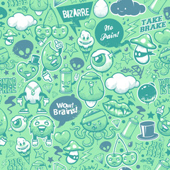 Sewing fabric with Graffiti seamless texture with bizarre elements and ...