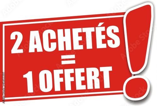 "étiquette 2 achetés = 1 offert" fichier vectoriel libre de droits sur ...