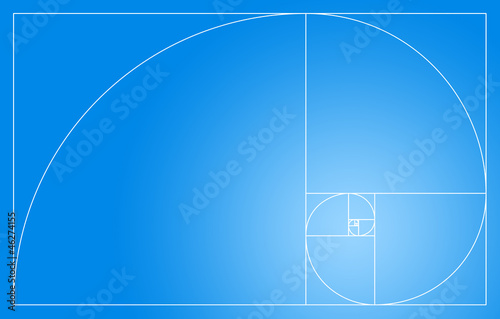 "Fibonacci Spirale im goldenen Schnitt - Blau Weiß" Stockfotos und ...