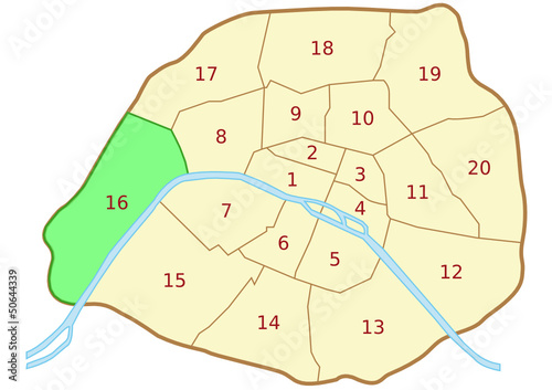 "Plan du 16ème arrondissement de Paris" Stock image and royalty-free ...