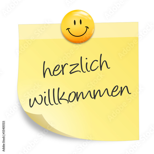 "Zettel Smiley herzlich willkommen" Stockfotos und lizenzfreie Vektoren ...