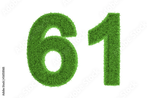 "Green eco-friendly symbol of number 61, on white" Stock photo and ...
