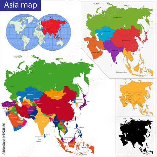 "Colorful Asia map" Stock image and royalty-free vector files on ...