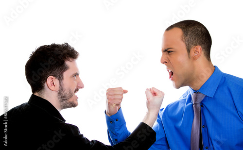 "two angry mad men yelling screaming shouting at each other" Stock ...