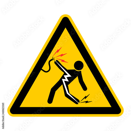 "wso45 WarnSchildOrange - english warning sign: risk of electric shock ...