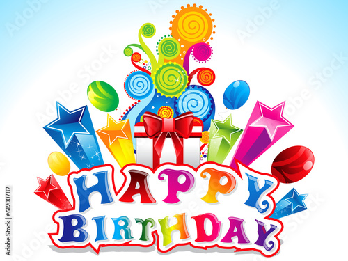 "Colorful Happy Birthday Card" Stock image and royalty-free vector ...