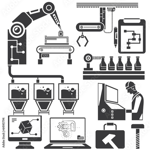 "manufacturing, production line icons" Stock image and royalty-free ...