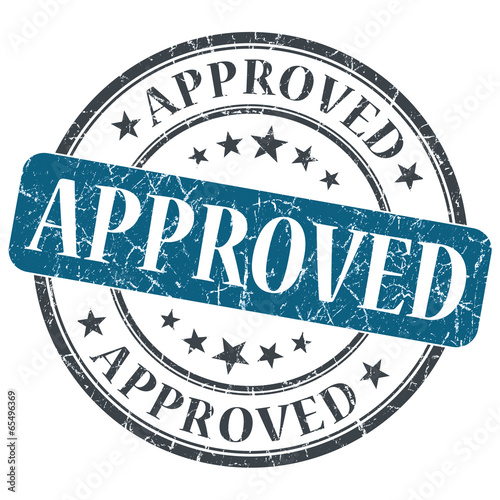 "Approved blue round grungy stamp isolated on white background" Stock ...