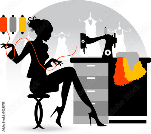 Seamstress Work On Sewing Machine Professional Stock Image And