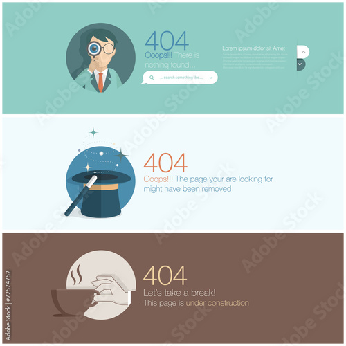 "Website design template element: Page not found, 404 error" Stock ...