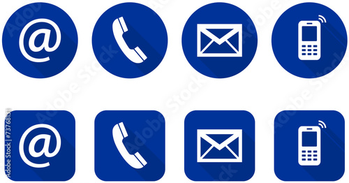 "Set of web blue flat icons, two variants - Contact Us" Stock image and ...