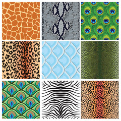 Sewing fabric with set of seamless textures of animal skins, - CottonBee