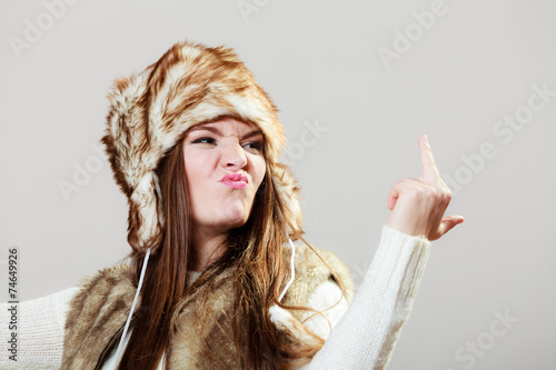 "Girl showing middle finger gesture" Stock photo and royalty-free ...