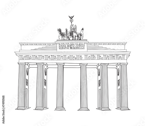 "The Brandenburg gate, Berlin, germany. Famous building sketch" Stock ...