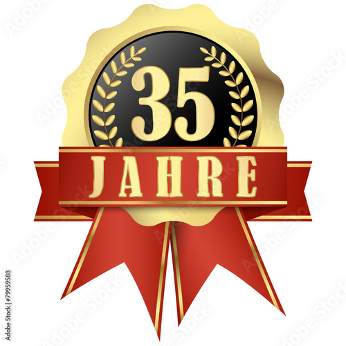"Jubilee button with banner and ribbons for 35 years" Stockfotos und ...