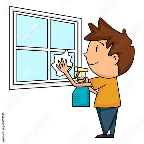 "Child cleaning window" 스톡 이미지, 로열티프리 벡터 파일 : Fotolia.com - 이미지 80972583