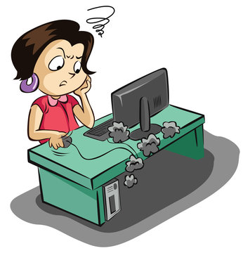 Frustrated Cartoon Computer