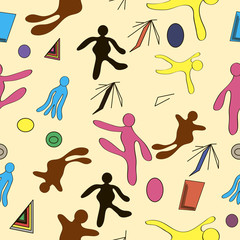 Sewing fabric with Abstract seamless texture with people - CottonBee