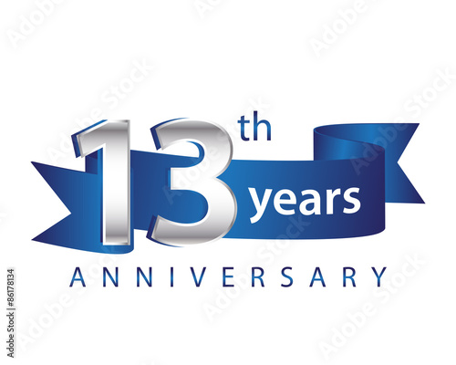 "13 Years Anniversary Logo Blue Ribbon" Stock image and royalty-free ...