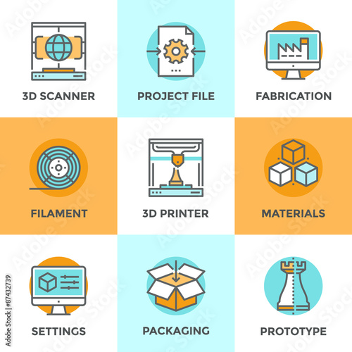 "3D Printing line icons set" Stock image and royalty-free vector files ...