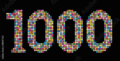 "Number 1000 consisting of exactly one thousand colorful particles such ...