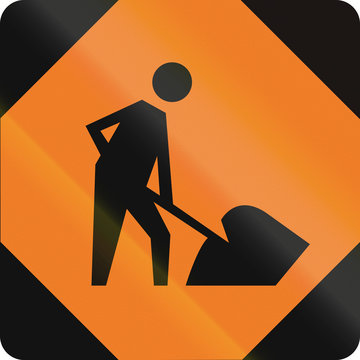 Men At Work Orange Sign