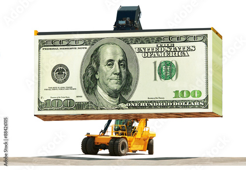 "Loading money. Business success/ Forklift loading of US Dollars ...