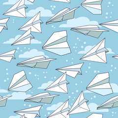 Sewing fabric with Vector seamless pattern with paper planes. Creative ...