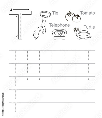 "Letter T. Learn handwriting." Stock image and royalty-free vector ...