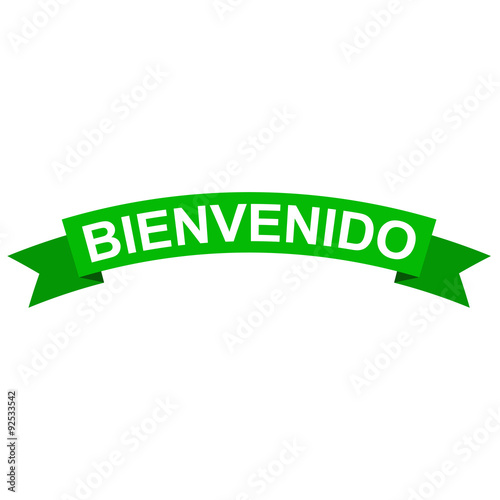 "Icono plano cinta texto BIENVENIDO color verde" Stock photo and ...