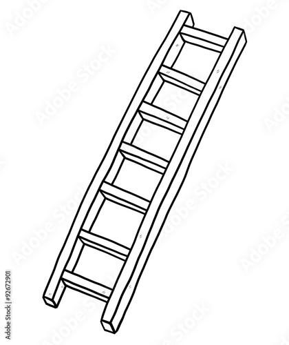 "long ladder / cartoon vector and illustration, black and white, hand ...