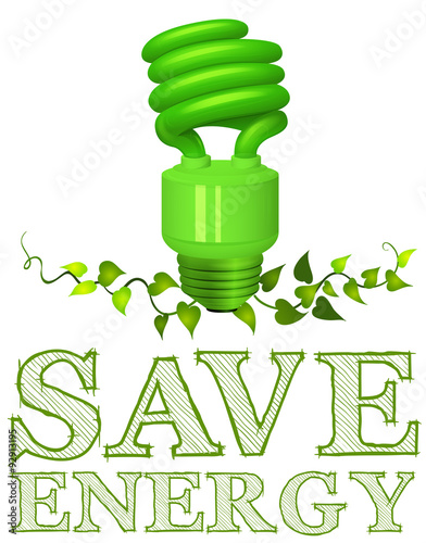 "Save energy sign with lightbulb and plant" Stock image and royalty ...