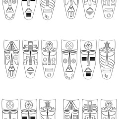 Sewing fabric with Inca masks. Seamless background pattern. Mexican ...