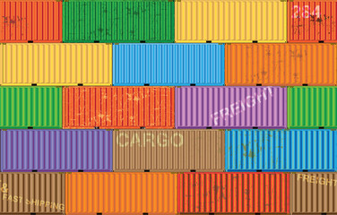 Sewing fabric with shipping containers - CottonBee