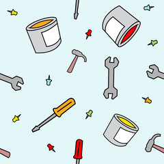 Sewing fabric with Simple Cartoon Work Supplies Seamless Pattern ...