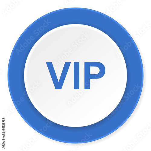 "vip blue circle 3d modern design flat icon on white background ...